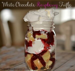 White Chocolate Brownie & Raspberry Trifle - Hugs and Cookies XOXO