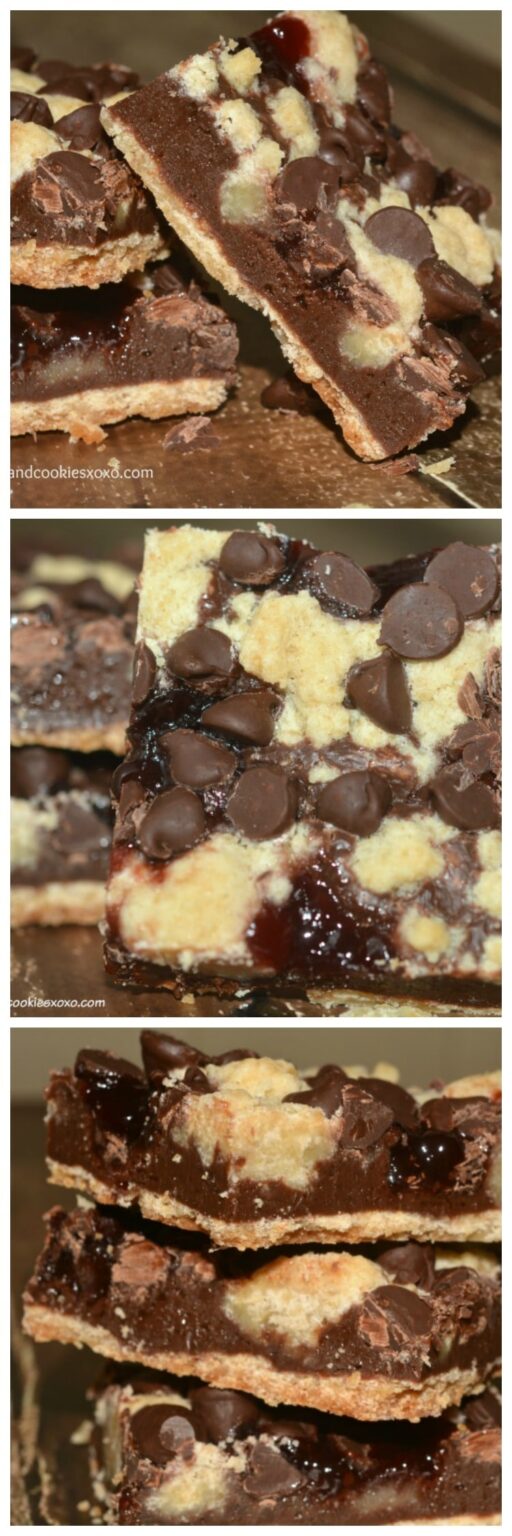 Chocolate Raspberry Fudge Bars - Hugs and Cookies XOXO