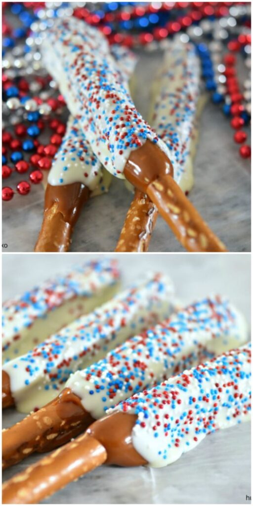 Firecracker Caramel Chocolate Pretzels - Hugs and Cookies XOXO