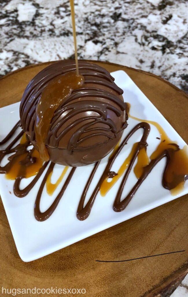 Chocolate Mousse Bombs With Hot Caramel - Hugs and Cookies XOXO