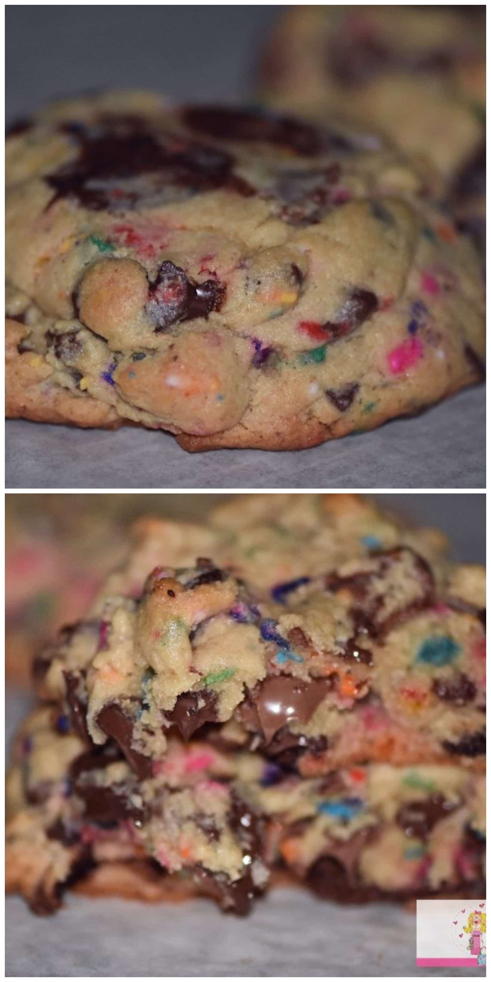 Triple Chocolate Chip Sprinkle Cookies